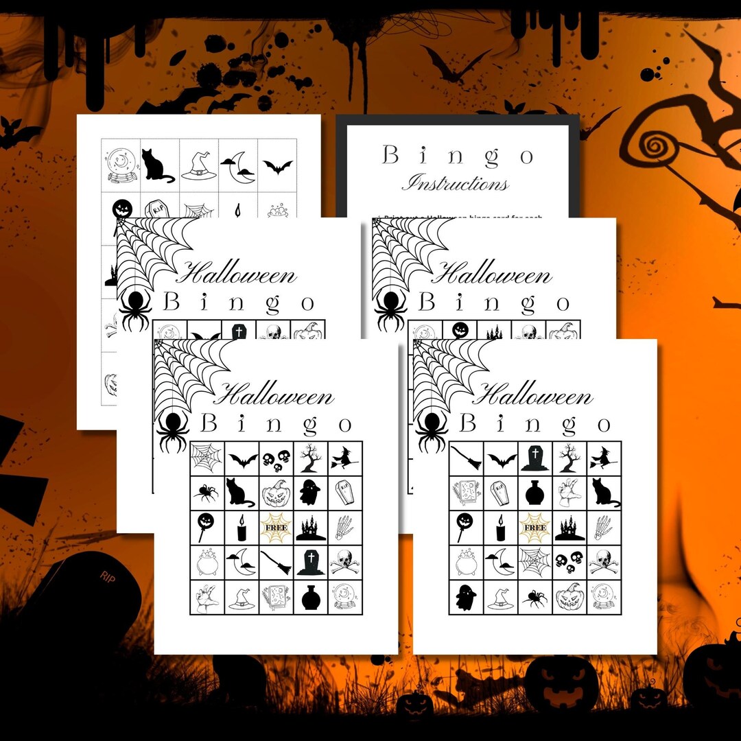 Halloween Bingo Game Printable & DIY Editable Canva Template, 8.5x11 US ...