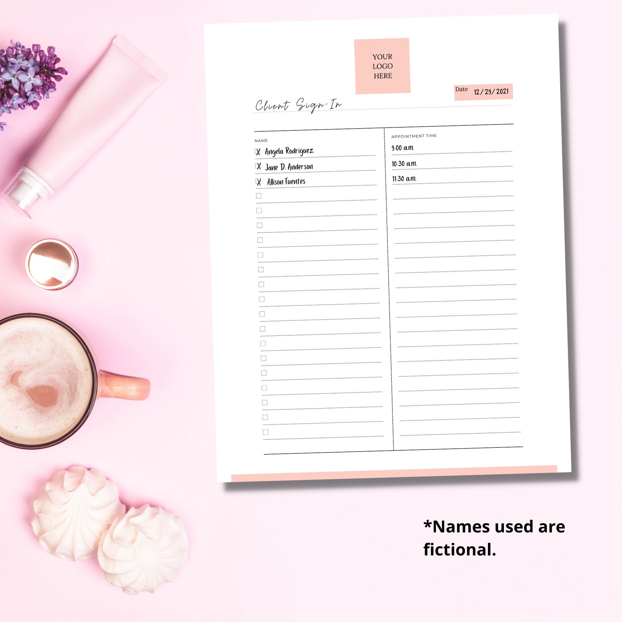 Client Sign-in Sheet DIY Editable Printable 1 Page Canva - Etsy