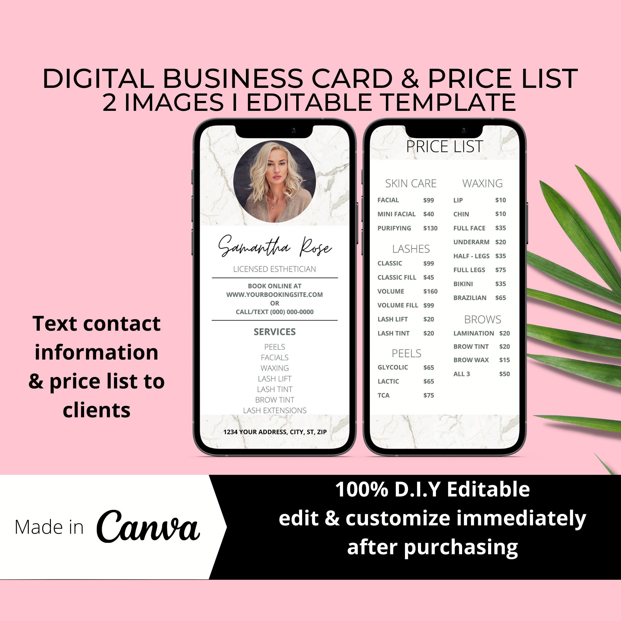 Modern Digital Business Card and Price List Design White - Etsy