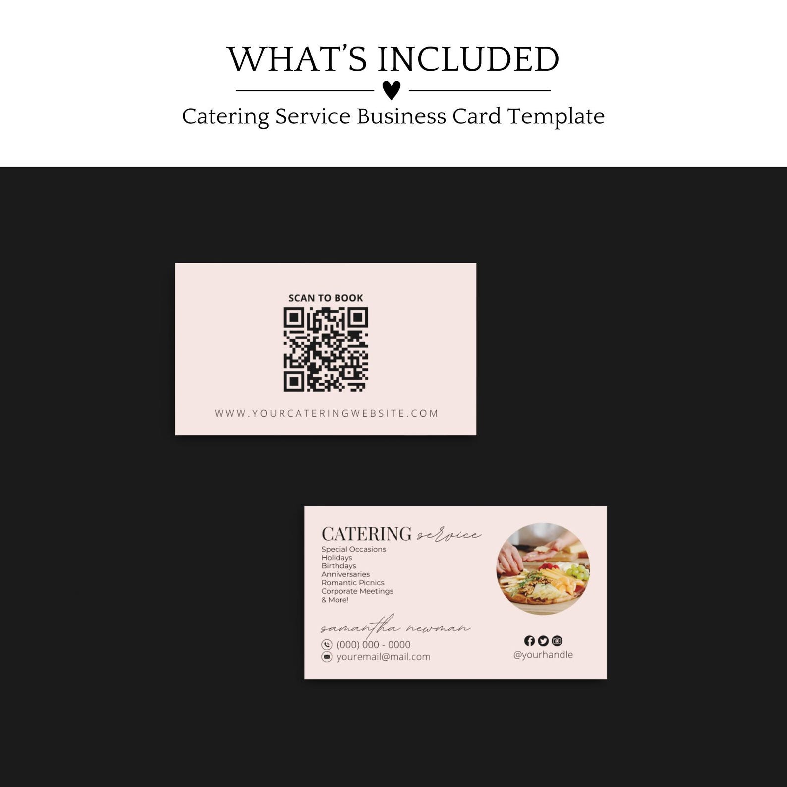 Catering Service Business Card Template, Editable Canva Design - Etsy
