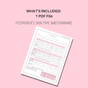 Fitzpatrick's Skin Type Questionnaire Form, Printable PDF for ...