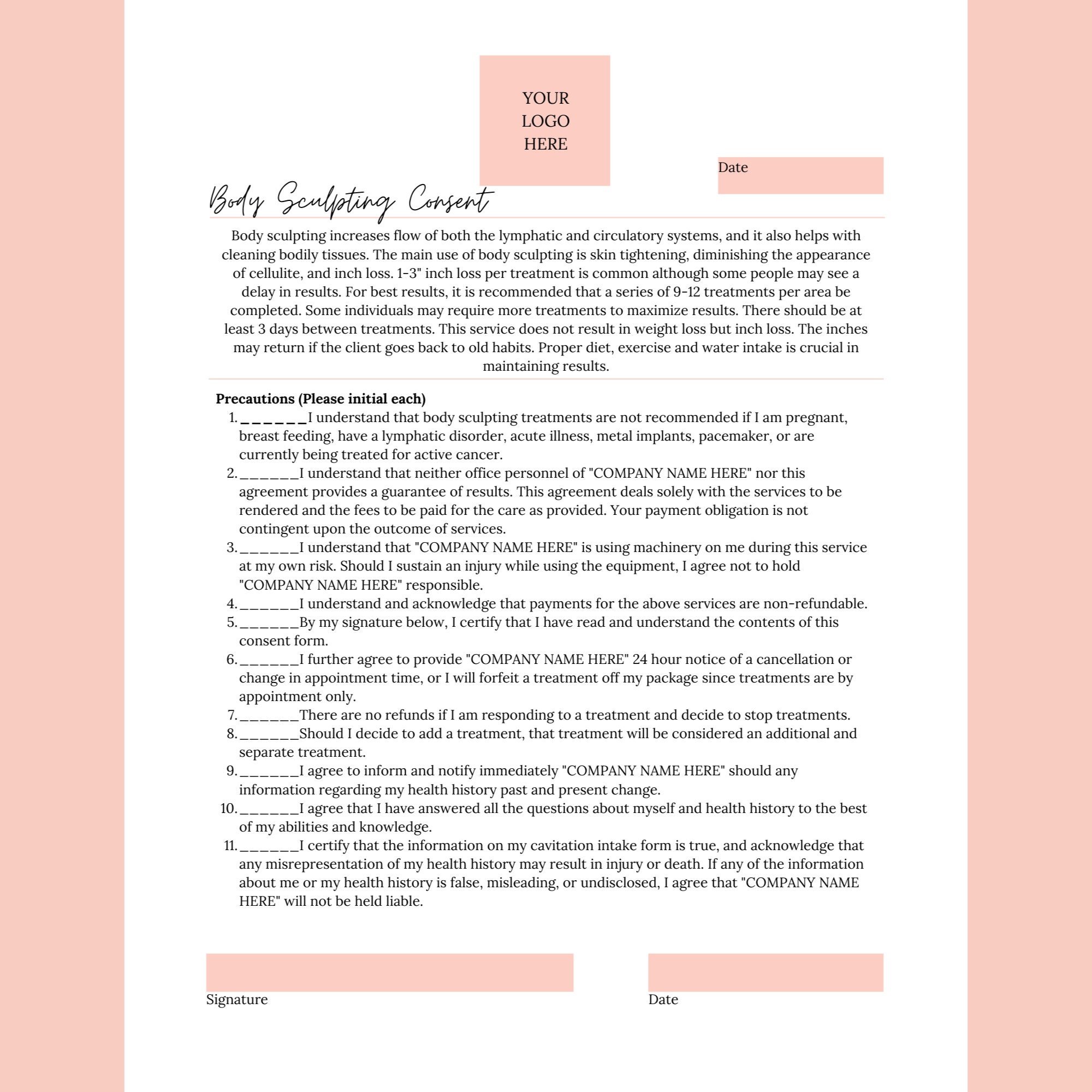 Vacuum Therapy Body Sculpting Intake & Consent Form I DIY - Etsy