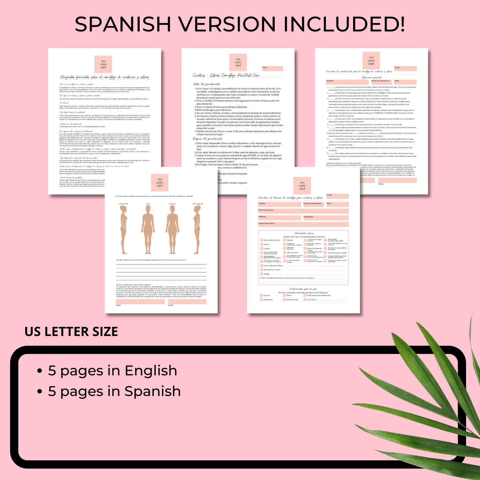 Editable Scar & Stretch Mark Camouflage Forms in English and - Etsy