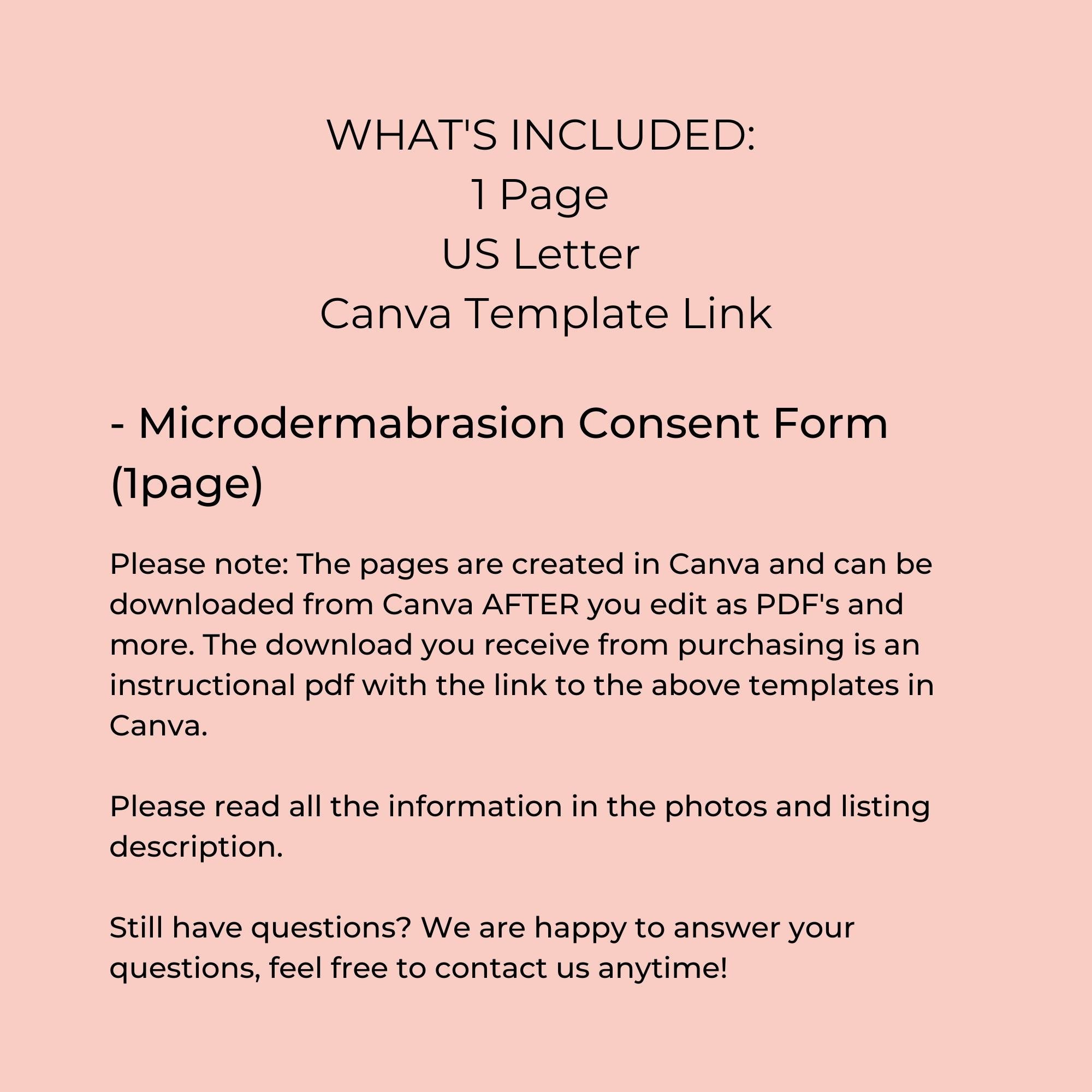 Microdermabrasion Consent Form DIY Editable Printable 1 Page - Etsy