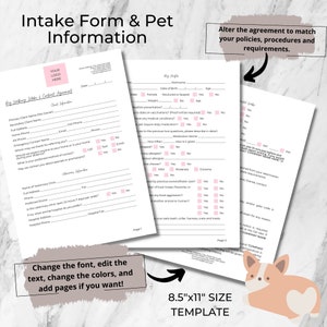 Dog Walker Intake Form and Contract Agreement, DIY Editable Printable 5 ...