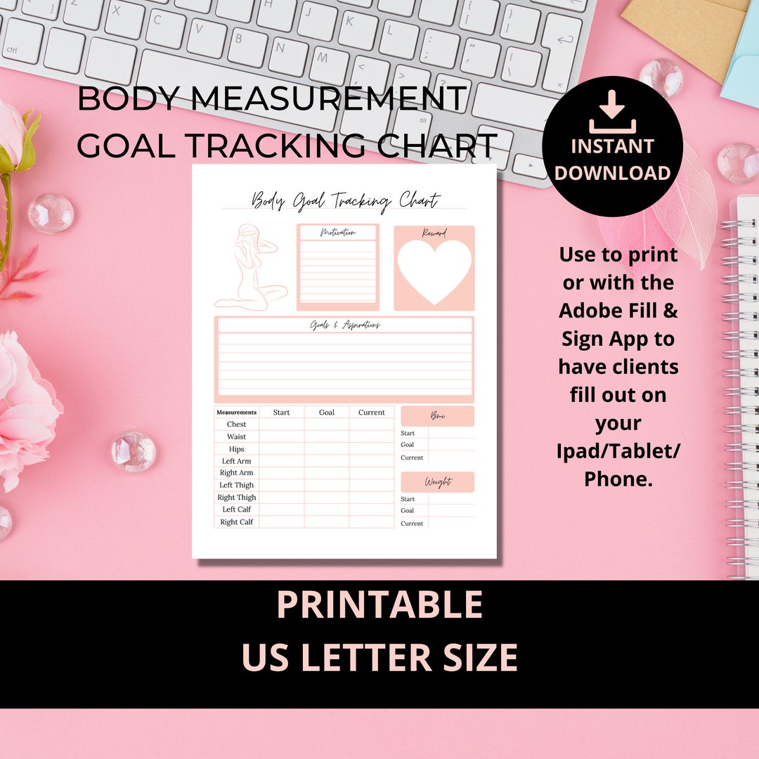 Body Measurement Goals Tracking Chart Exercising Result Goal - Etsy