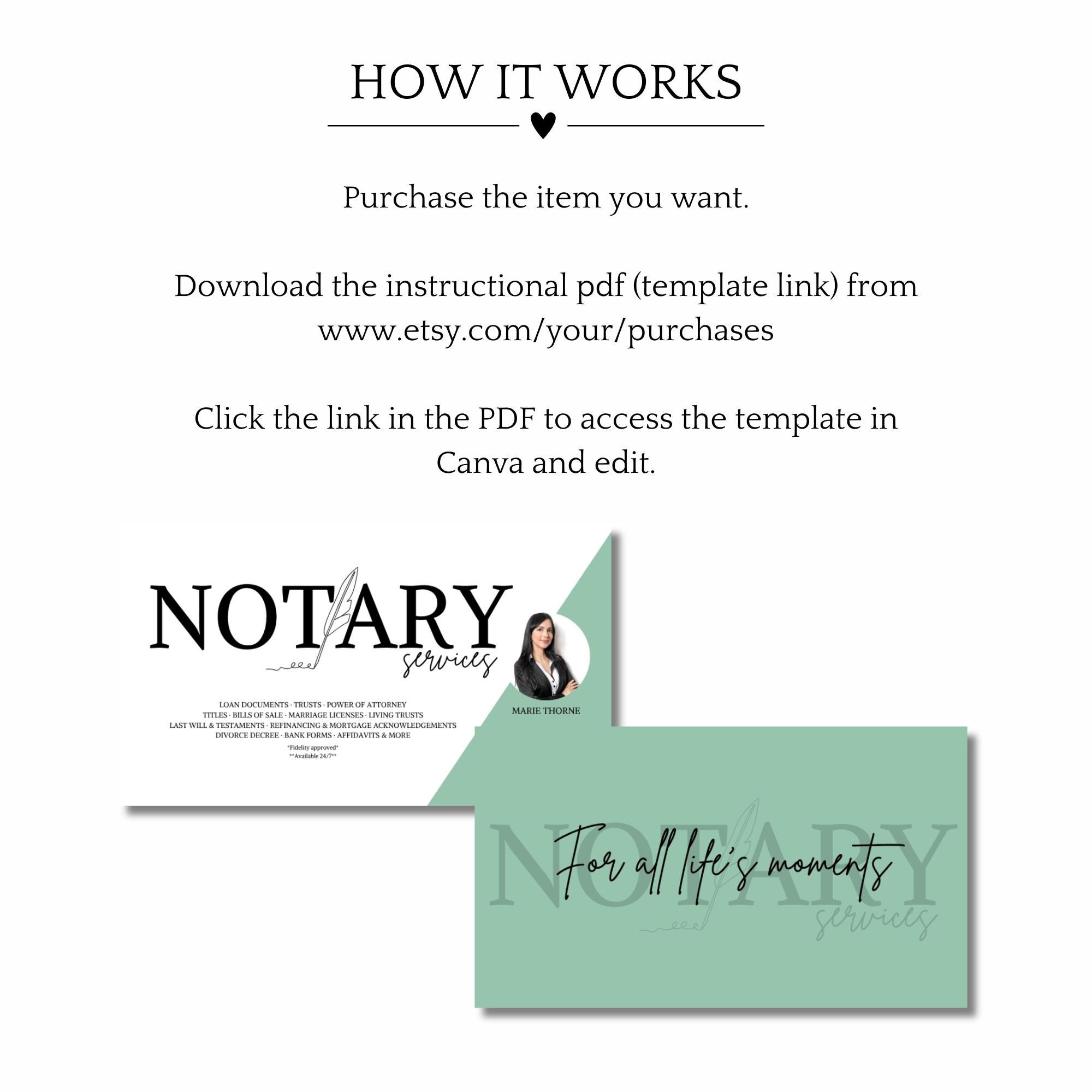 Editable Notary Business Card Template, Mobile Notary Design (canva) - Etsy
