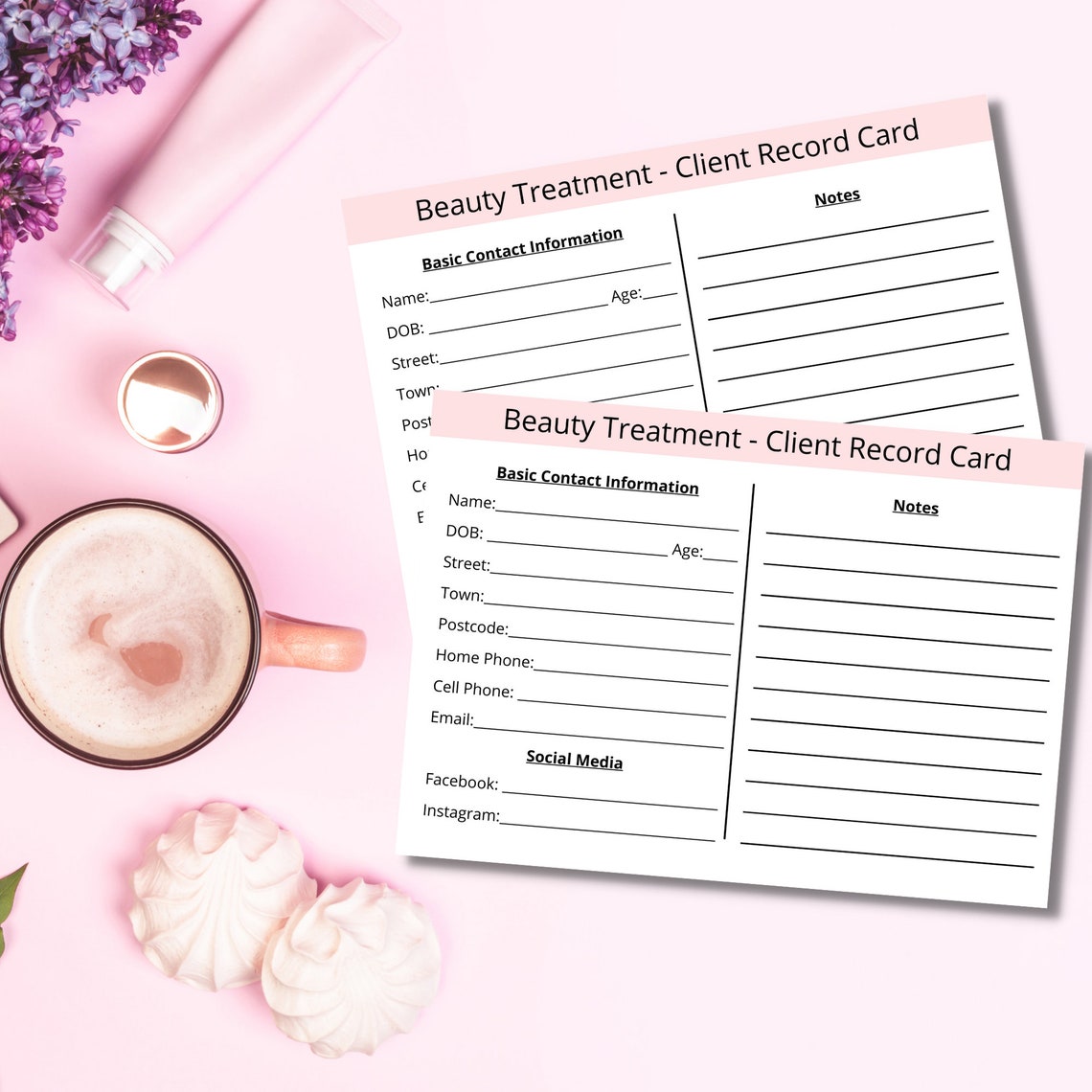 Printable Client Record Card for Beauty Professionals I Client | Etsy