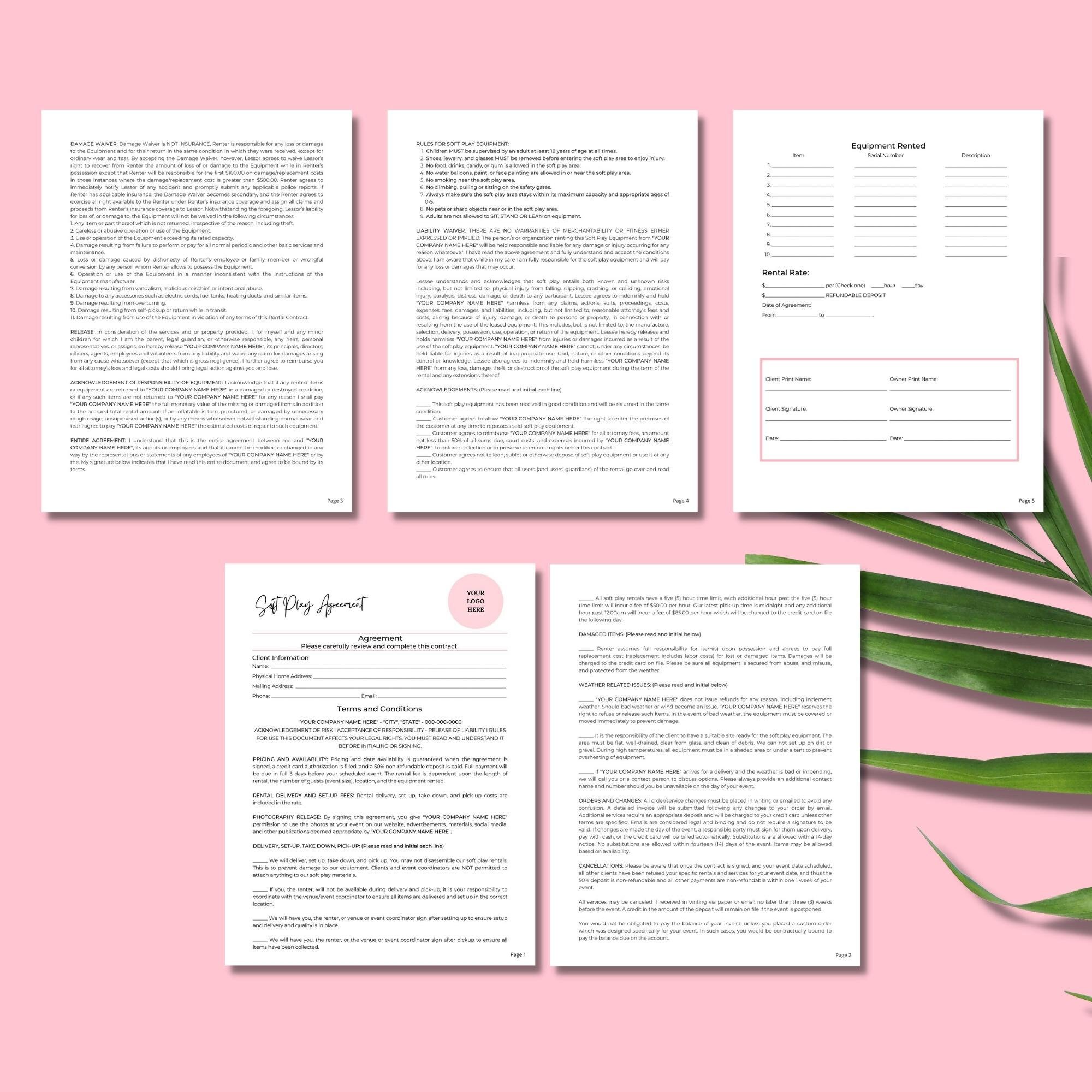 Soft Play Rental Contract Agreement 5 Page Canva Template Etsy soft-play-rental-contract-agreement-5-page-canva-template-etsy