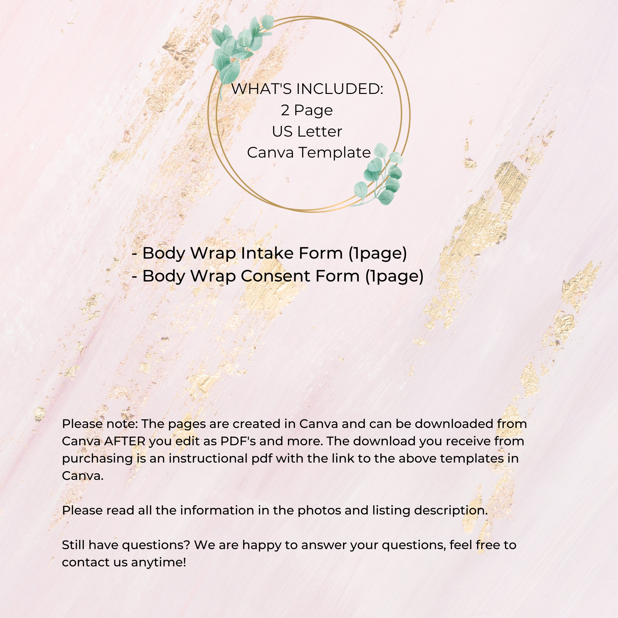 Body Wrap Intake and Consent Form DIY Editable Printable - Etsy