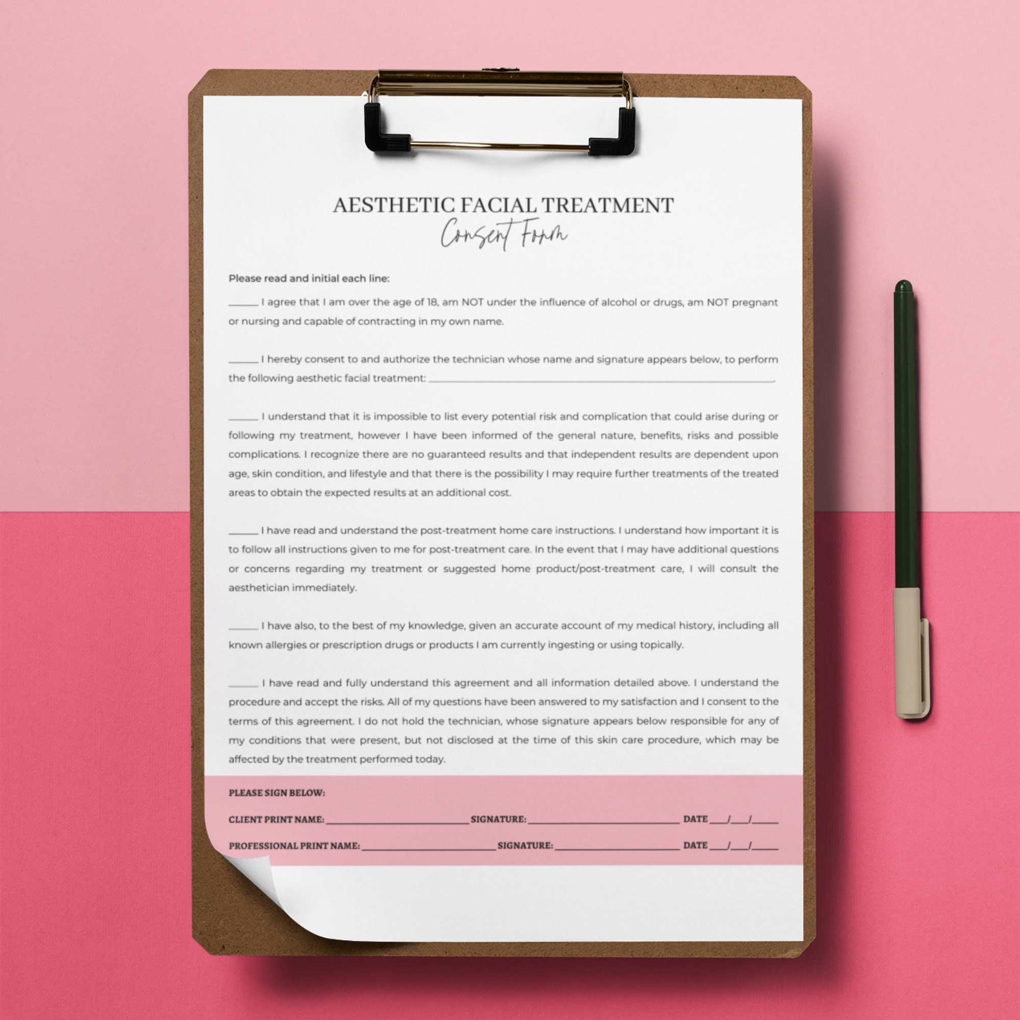 Aesthetic Facial Treatment Consent Form I No Edit Printable - Etsy Ireland