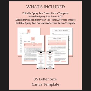 Spray Tan Consent Form Editable Spray Tan Pre-care Aftercare Printable ...