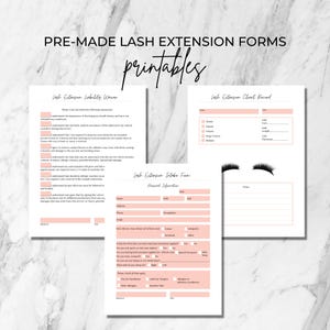 Lash Extension Intake Form, Liability Waiver, Client Lash Record, Pre ...