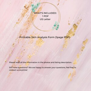 Printable Skin Analysis Form, Facial Treatment Notes Form, Esthetician ...