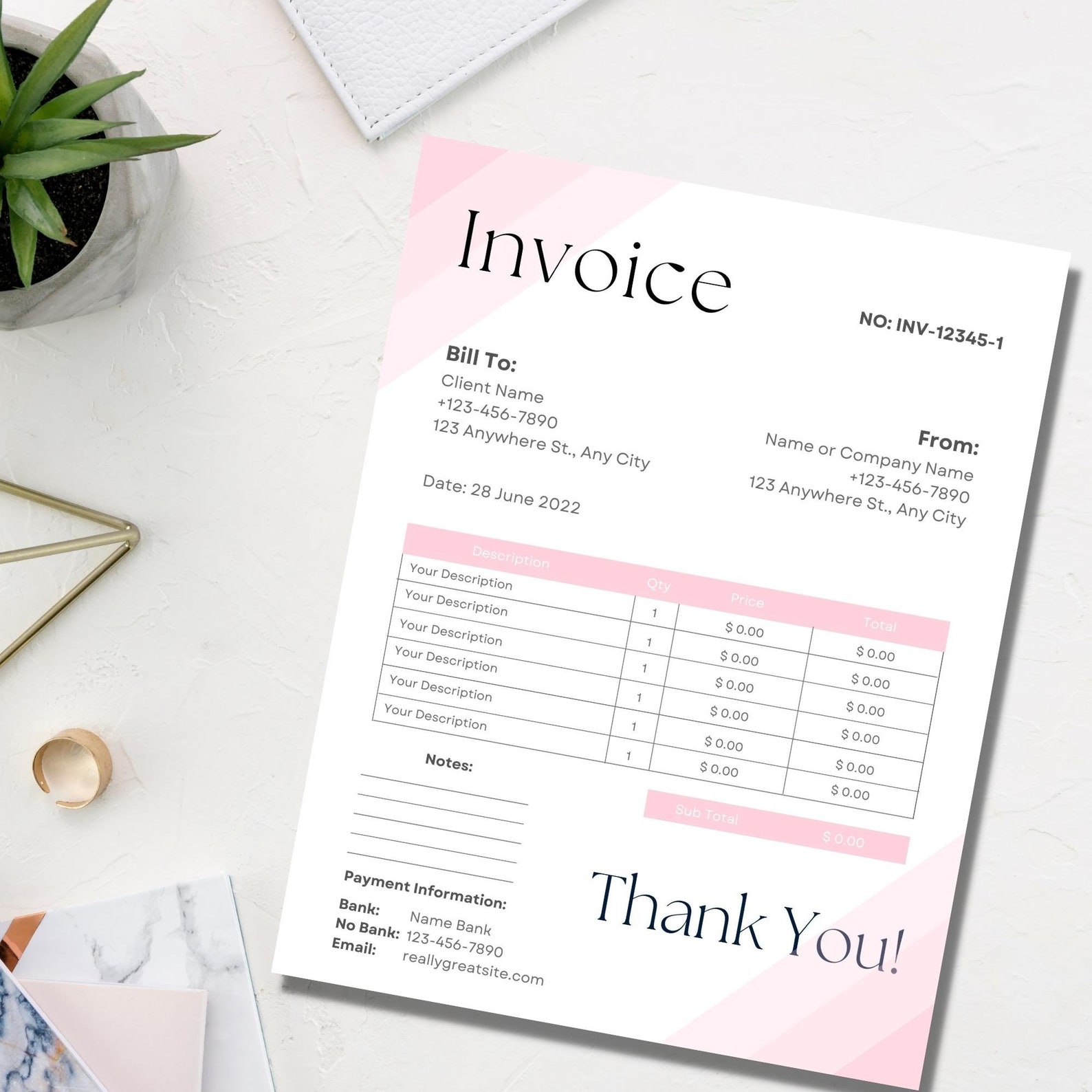 Editable Invoice Form Template Small Business Invoice Form - Etsy