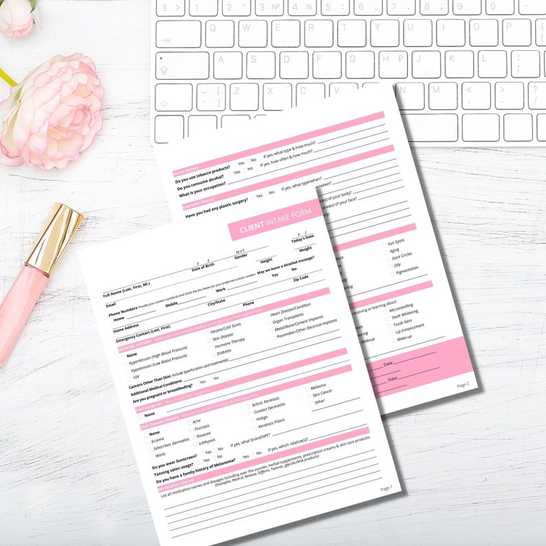 Client Intake Form 2 Page DIY Editable Printable Canva - Etsy