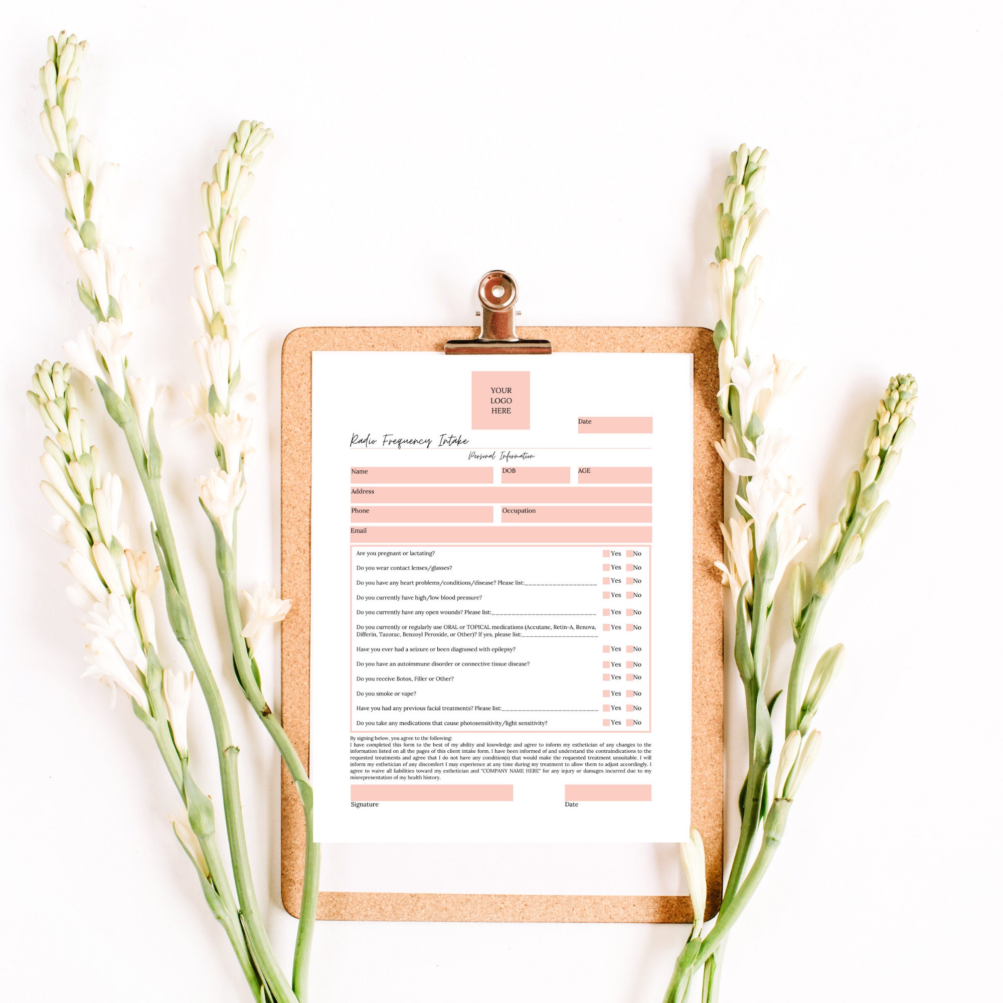 Radio Frequency Intake & Consent Form I DIY Editable Canva - Etsy