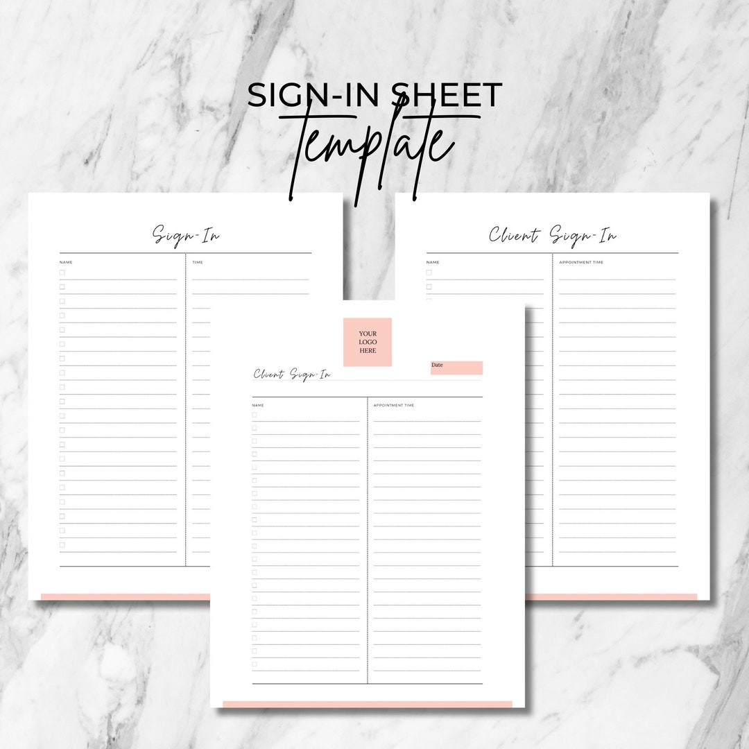 Client Sign-in Sheet, DIY Editable Printable 1 Page Canva Template ...
