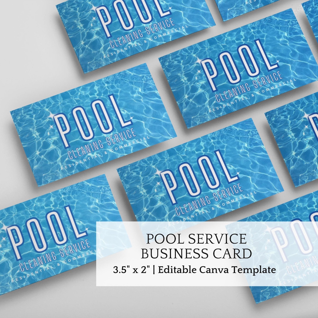 Editable Pool Cleaning Service Business Card, DIY Pool Business Card ...