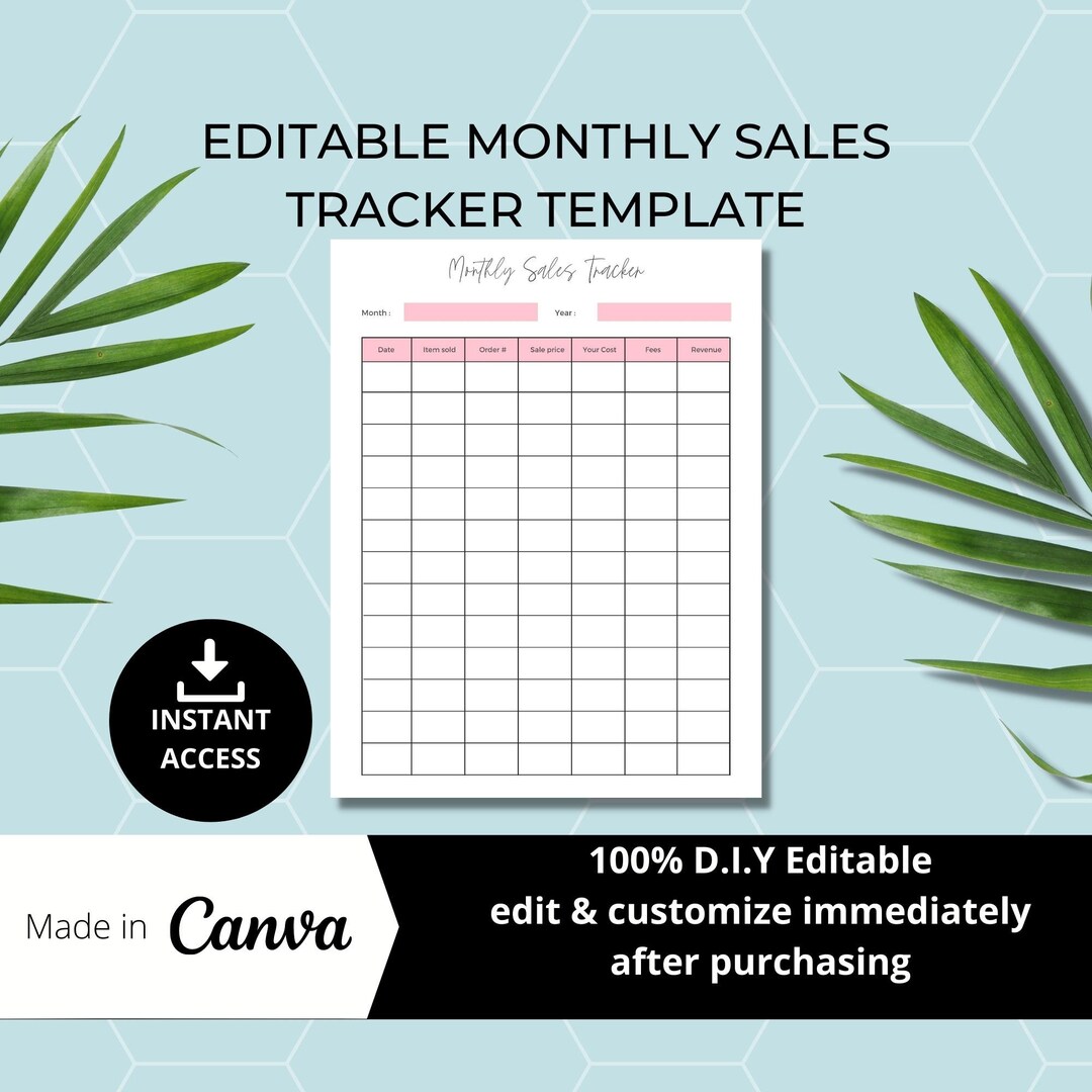 Editable Monthly Sales Tracker Form I Sales Log Printable PDF I Orders ...