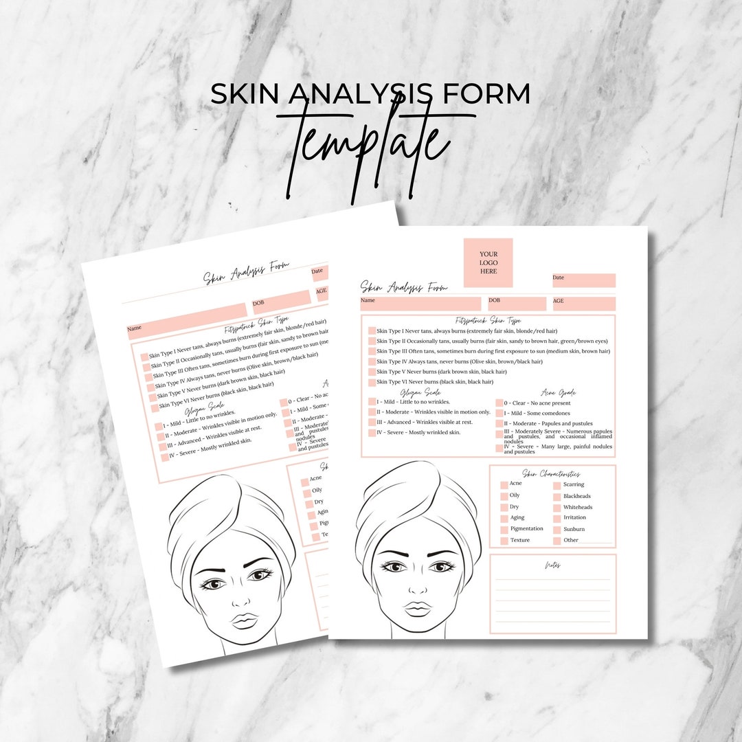 Editable and Printable Skin Analysis Form Template for Estheticians I ...
