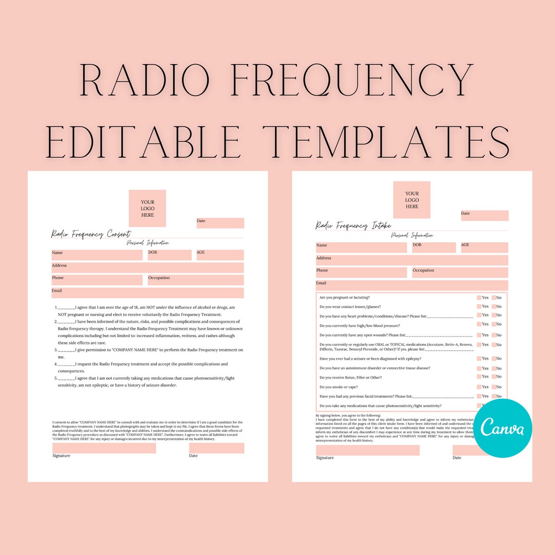 Radio Frequency Intake & Consent Form I DIY Editable (Download Now) - Etsy