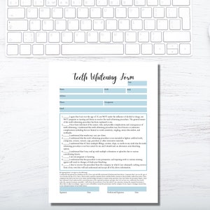 Teeth Whitening Consent Form, Printable 1 Page PDF Waiver, Tooth ...