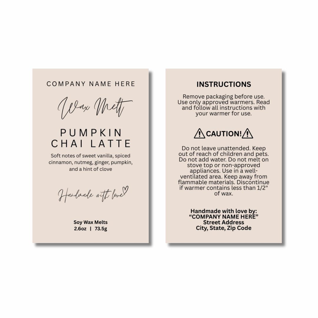 Wax Melt Label Template, Editable Canva Clamshell Label (2x3") - Etsy