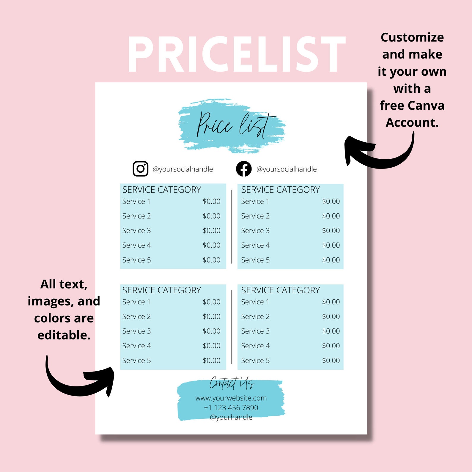 Editable Esthetician Price List Printable Menu Template Spa - Etsy