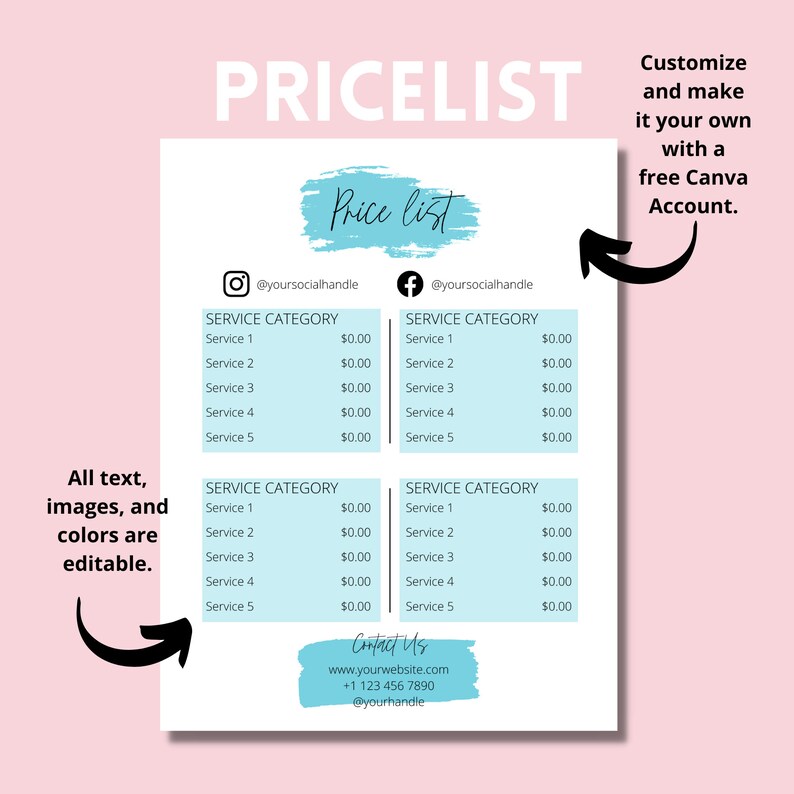Editable Esthetician Price List Printable Menu Template Spa - Etsy