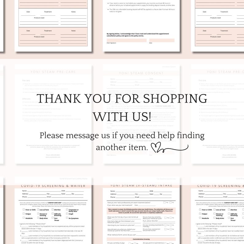 Yoni Steam Forms: Intake, Consent, Treatment (canva Editable) - Etsy