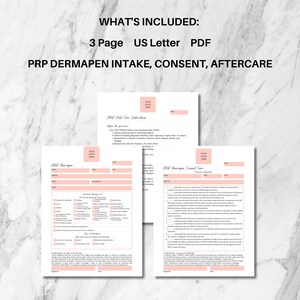 PRP Dermapen Intake Consent Aftercare Form I DIY Editable Printable ...