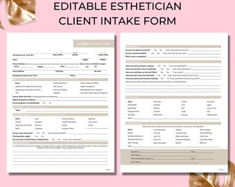 EDITABLE Facial Consultation Form Client Intake Form - Etsy
