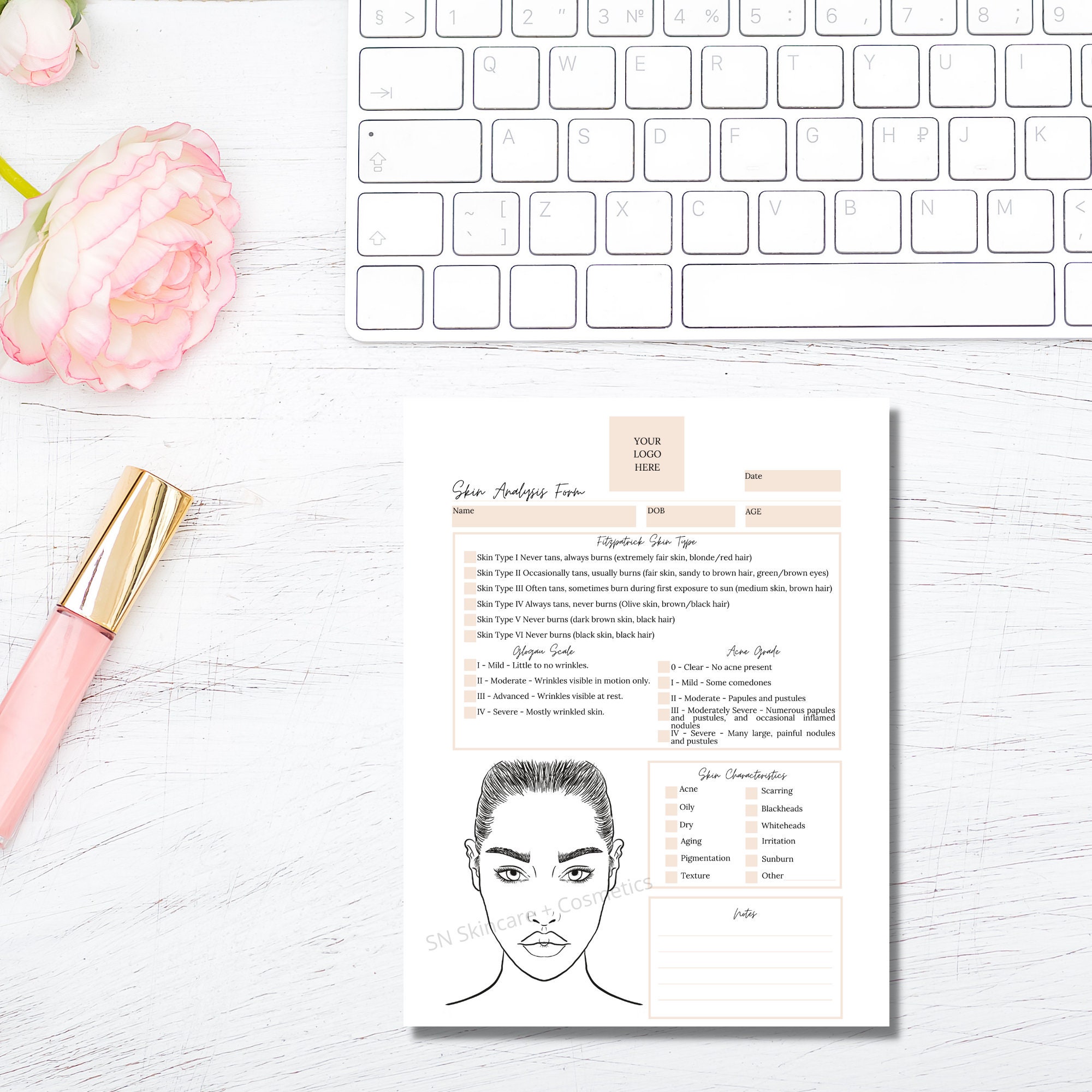 Skin Analysis Form With Face Chart I Skin Consultation I DIY - Etsy Canada