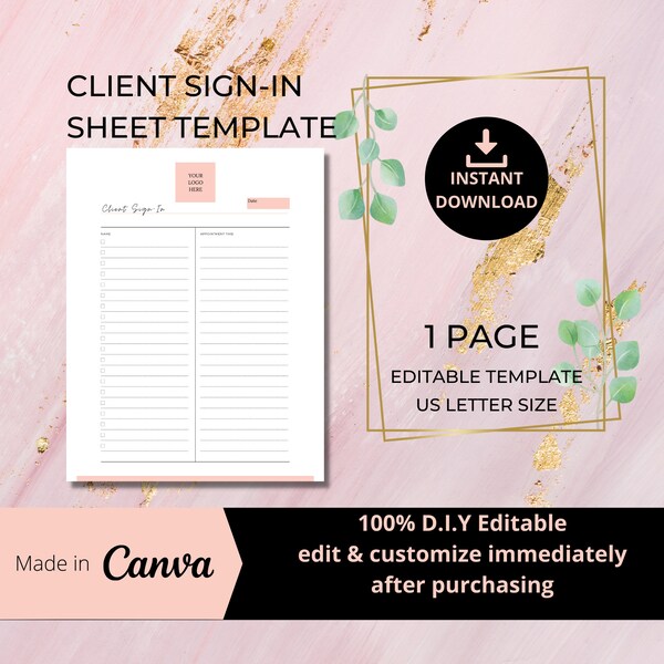Spa Client Sign in Sheet - Etsy