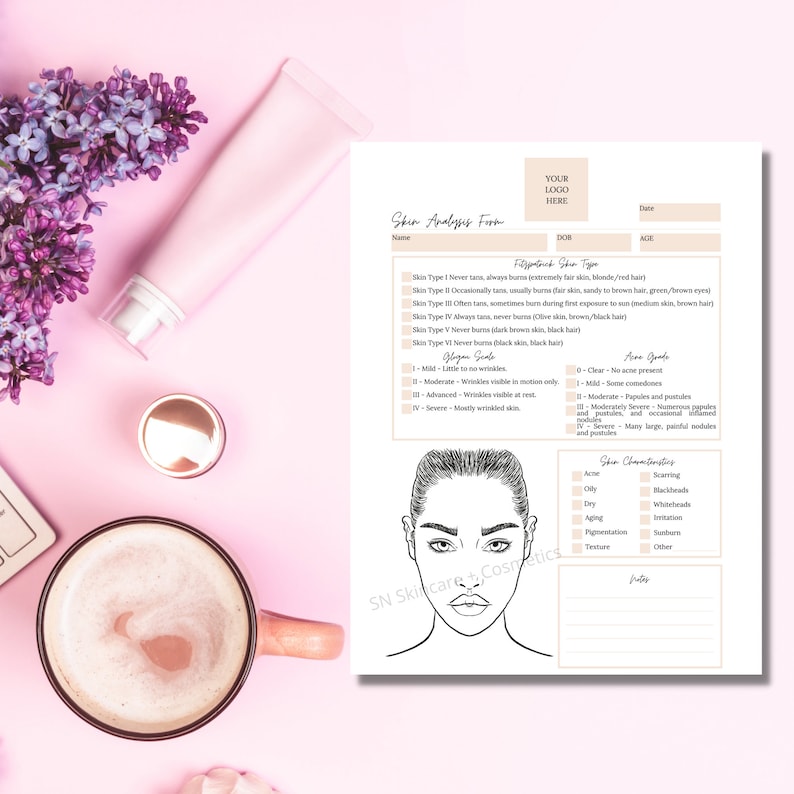 Skin Analysis Form With Face Chart I Skin Consultation I DIY - Etsy Canada