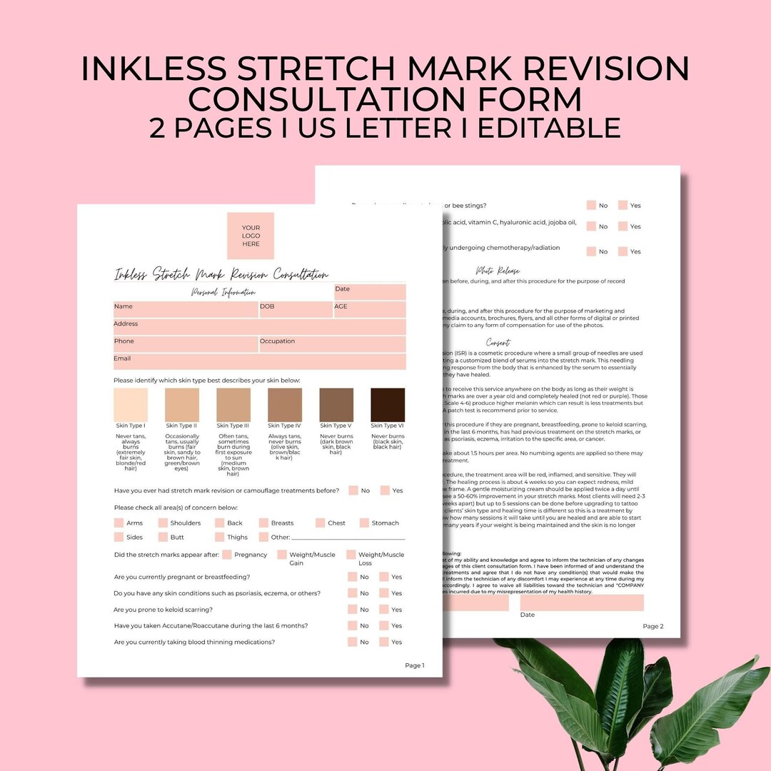 Inkless Stretch Mark Revision Consultation Forms, Stretch Mark Removal ...