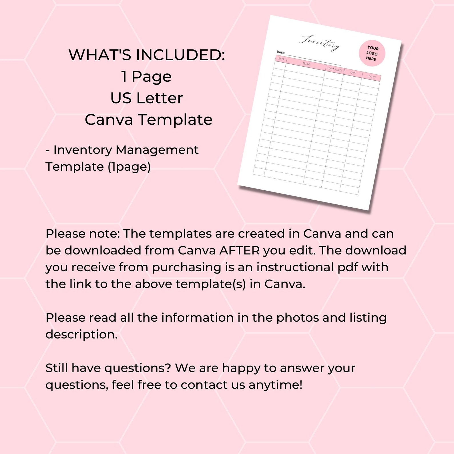 Editable Inventory Management Form Inventory Tracker PDF - Etsy