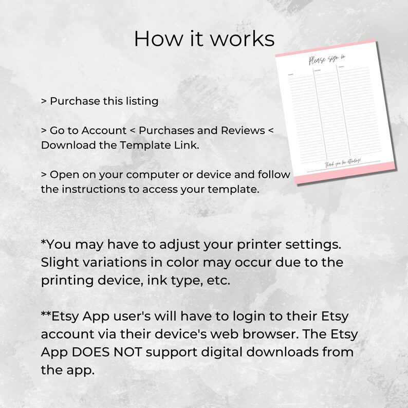 Sign-in Sheet Template Versatile Printable and Editable - Etsy