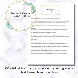 Vajacial and Derriere Informed Consent & Pre-care Aftercare Handout I ...