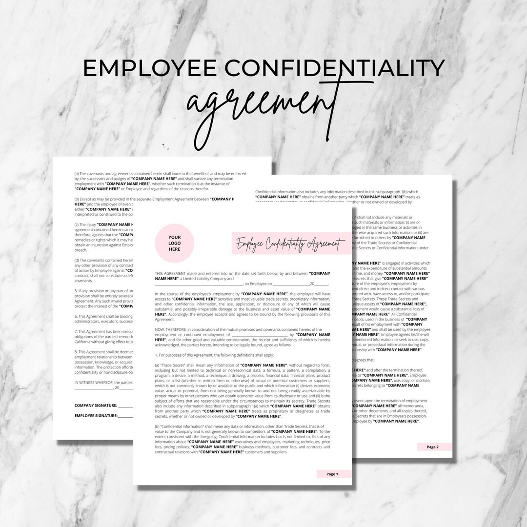 Employee Confidentiality Agreement, 3 Pages, Editable Canva Template ...