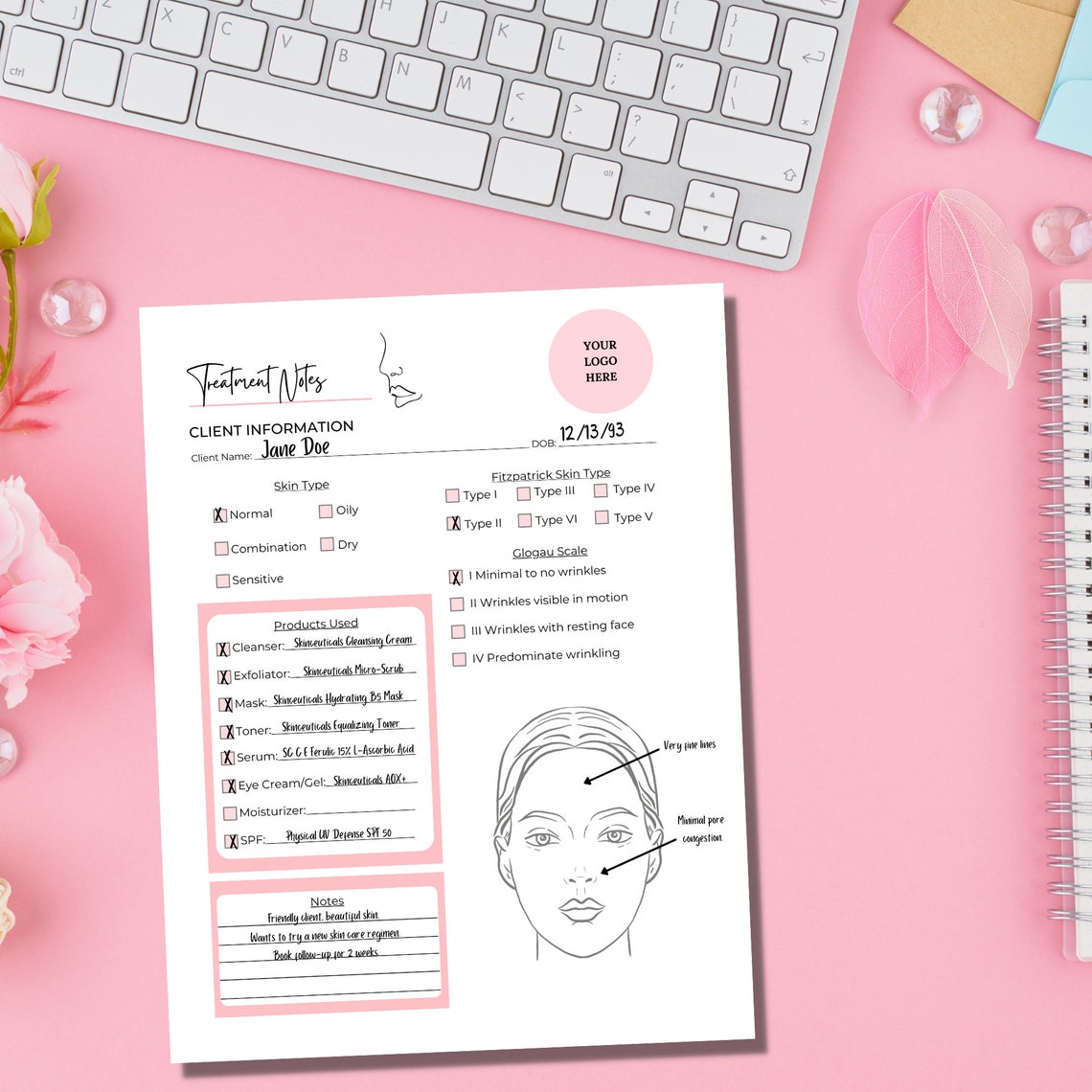 Client Treatment Notes Form I DIY Editable Canva Template I | Etsy