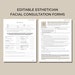 Esthetician Facial Consultation Forms, Facial Consent, DIY Editable ...