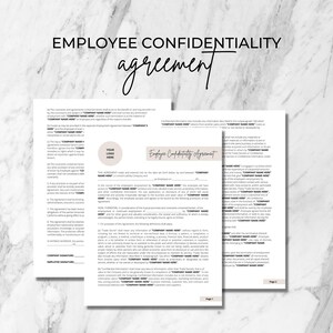 Employee Confidentiality Agreement, 3 Pages, Editable Canva Template ...