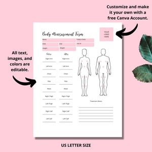 Editable Body Measurement Template, Fat Cavitation Result, Body ...