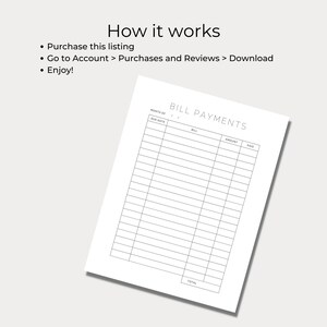 Bill Payment Printable, Printable Bill Payment PDF, Expense Tracker ...