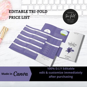 Editable Price List Template Tri-fold Pricing List Design - Etsy