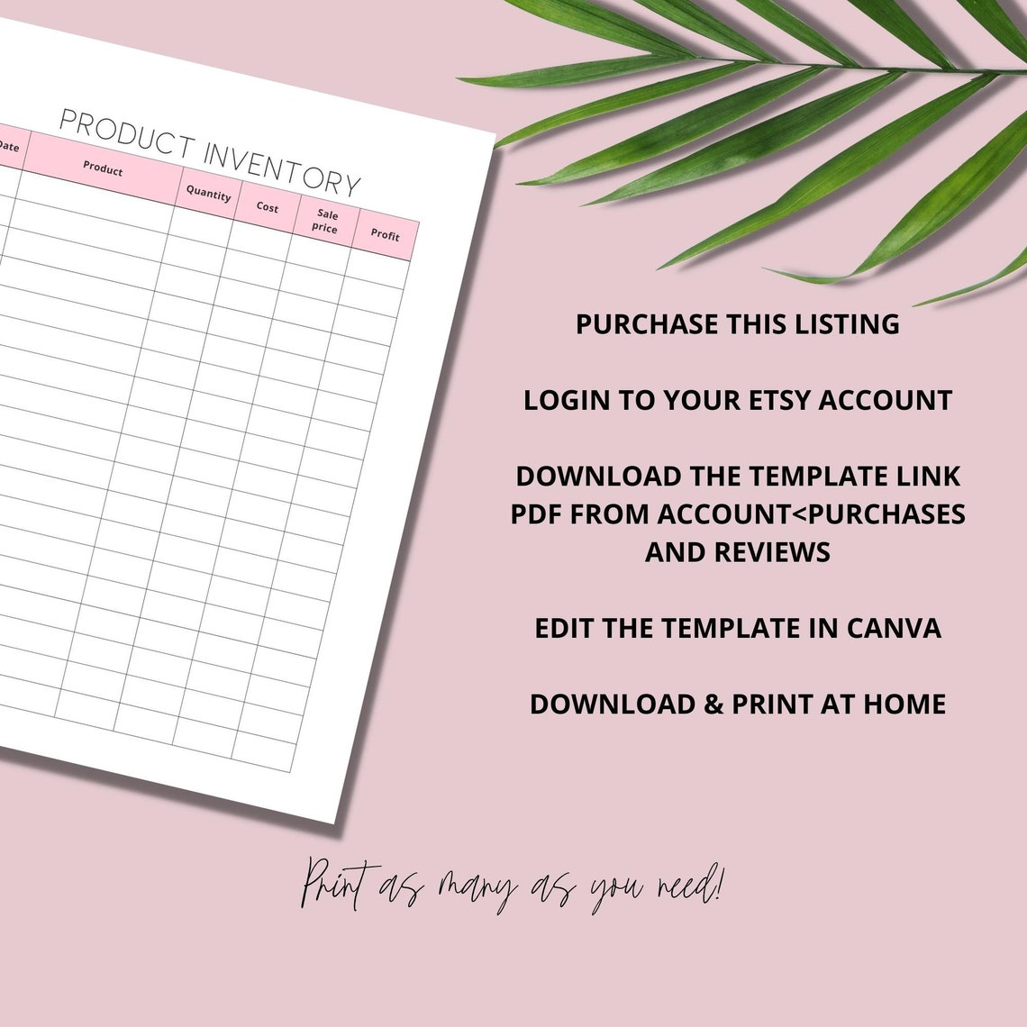 Editable Product Inventory Sheet, Small Business (printable PDF) - Etsy