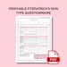 Fitzpatrick's Skin Type Questionnaire Form, Printable PDF for ...