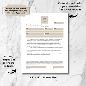 Radio Frequency Intake and Consent Form, DIY Editable Canva Template ...